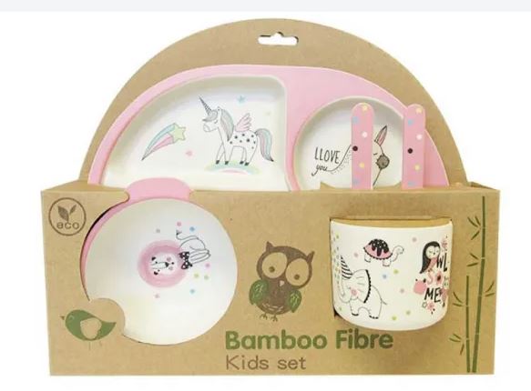 Bamboo Kids Eating Set Deluxe - Love You - PAUA